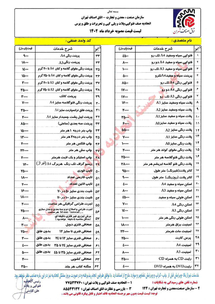 نرخ‌های کپی و پرینت 1403: راهنمای کامل انتخاب هوشمند